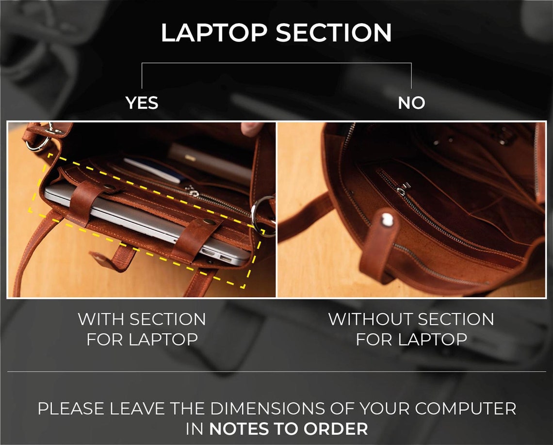 Leather Computer Bagleather Tote Bag for Womenpersonalized - Etsy