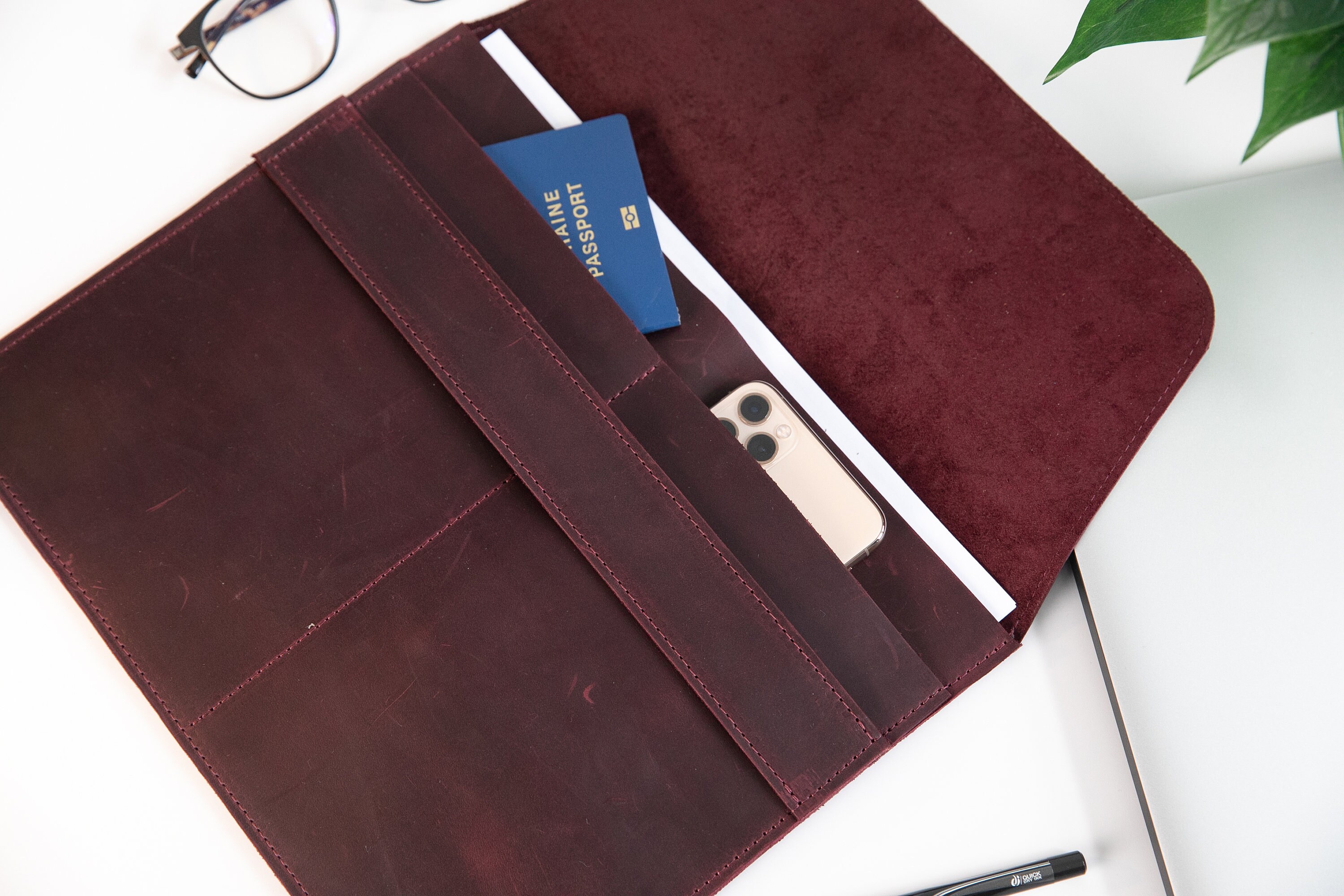 Leather Portfolio Women Leather Document Folder Document | Etsy