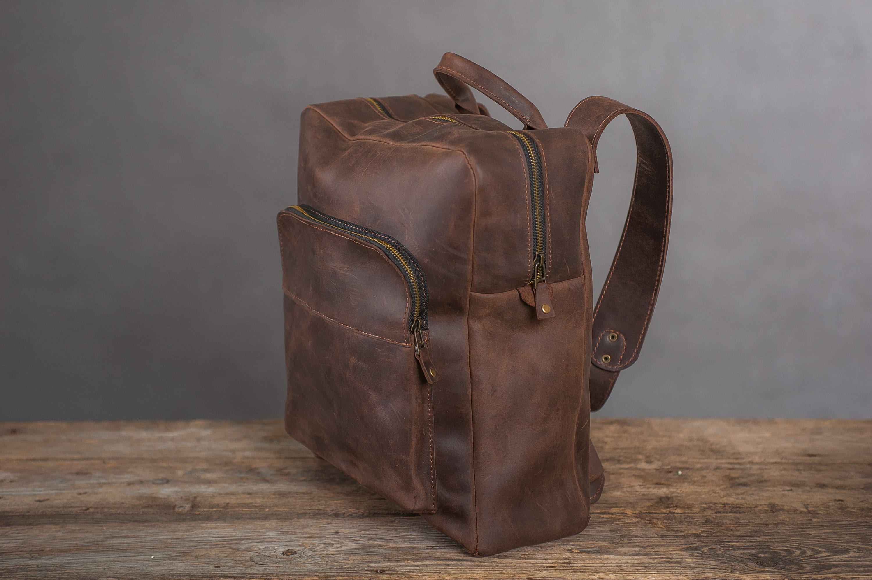 Brown Custom Leather Backpack for Menbackpack Menleather | Etsy