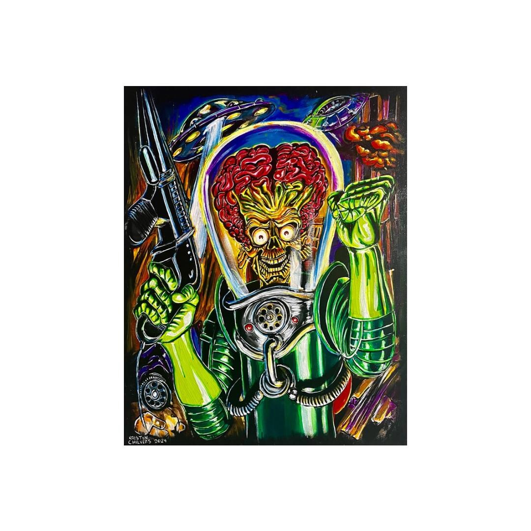 Neon Mars Attacks Painting - Etsy