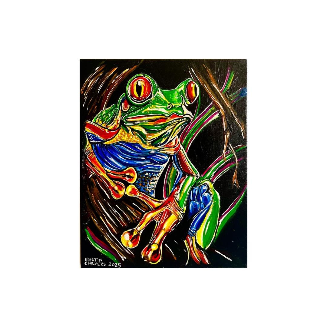 Neon Red Eyed Tree Frog Painting - Etsy