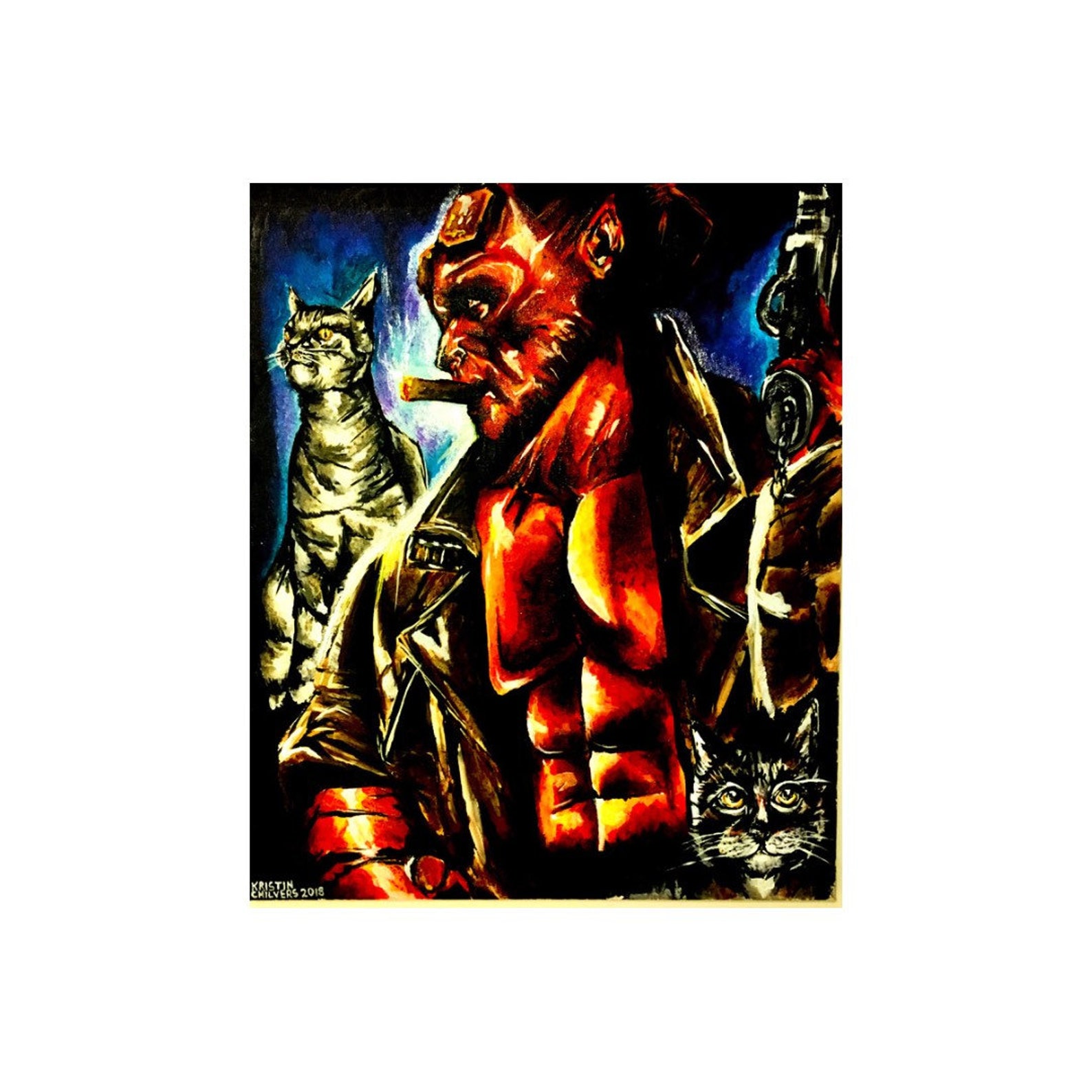 Hellboy and his cats | Etsy