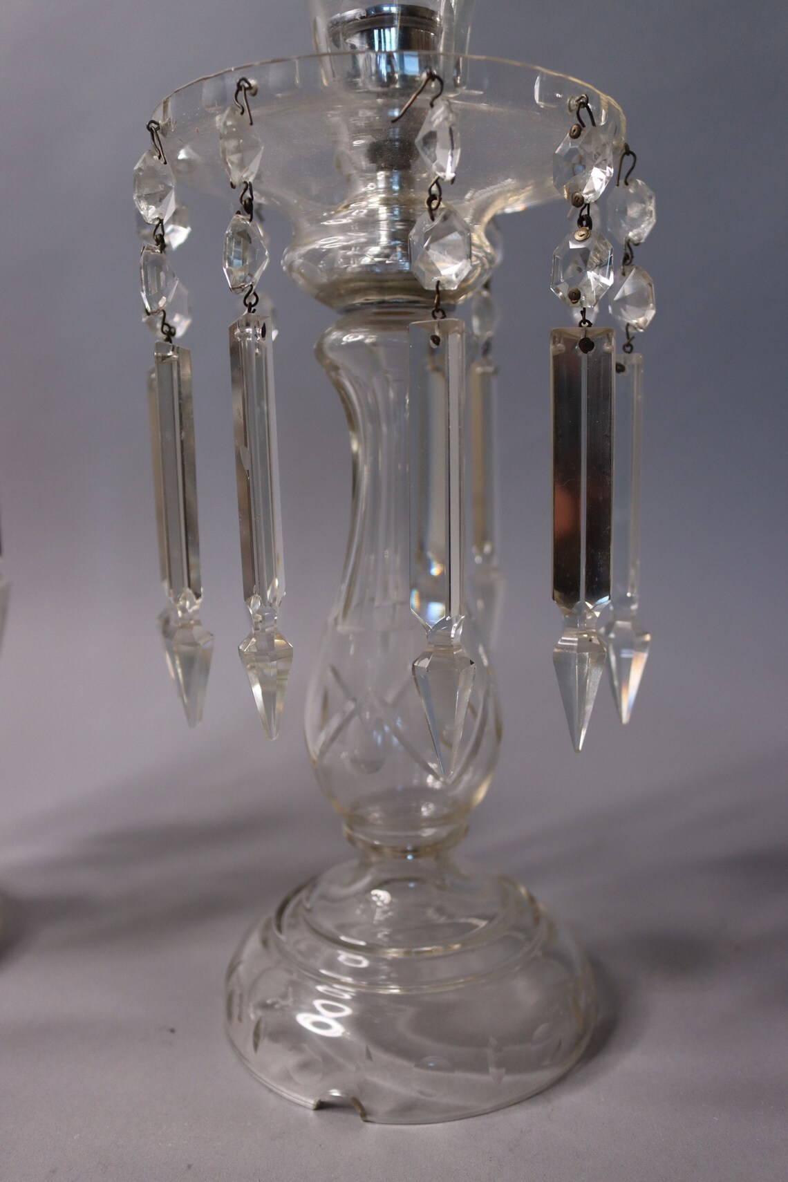 Pair of Vintage Cut Glass Candleholders - Etsy