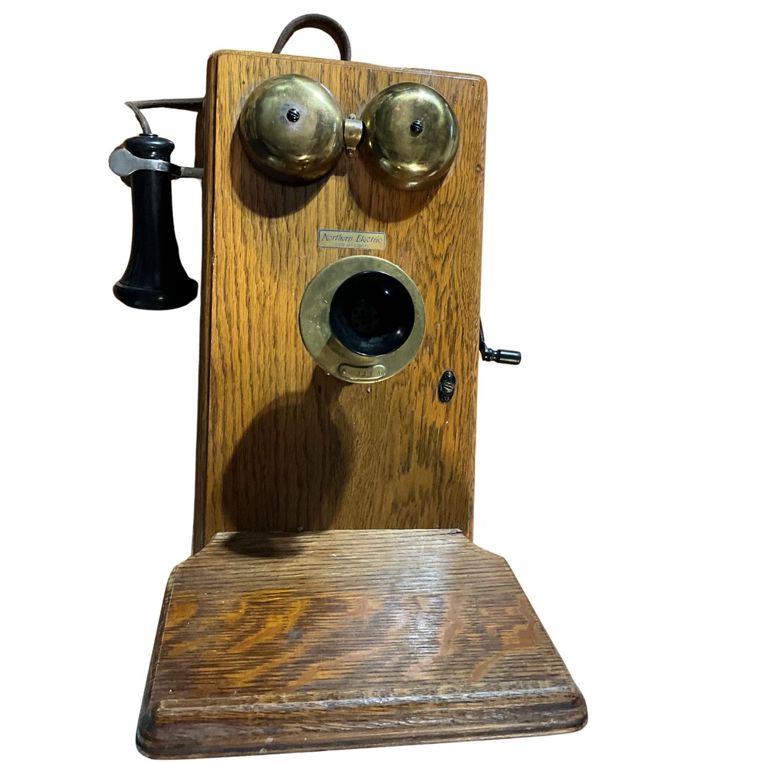 Antique Oak Wall Crank Telephone Edwardian Northern Electric Company - Etsy