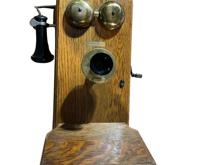 Antique Oak Wall Crank Telephone Edwardian Northern Electric Company - Etsy