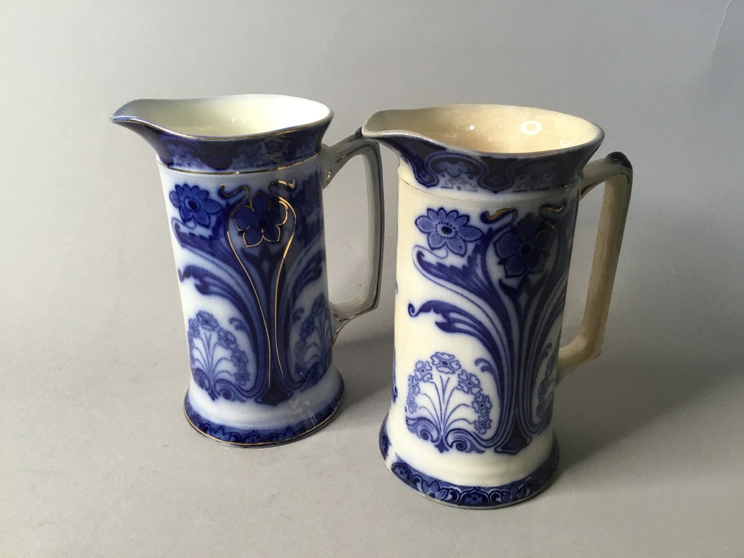 Antique Flow Blue Pitchers - Etsy