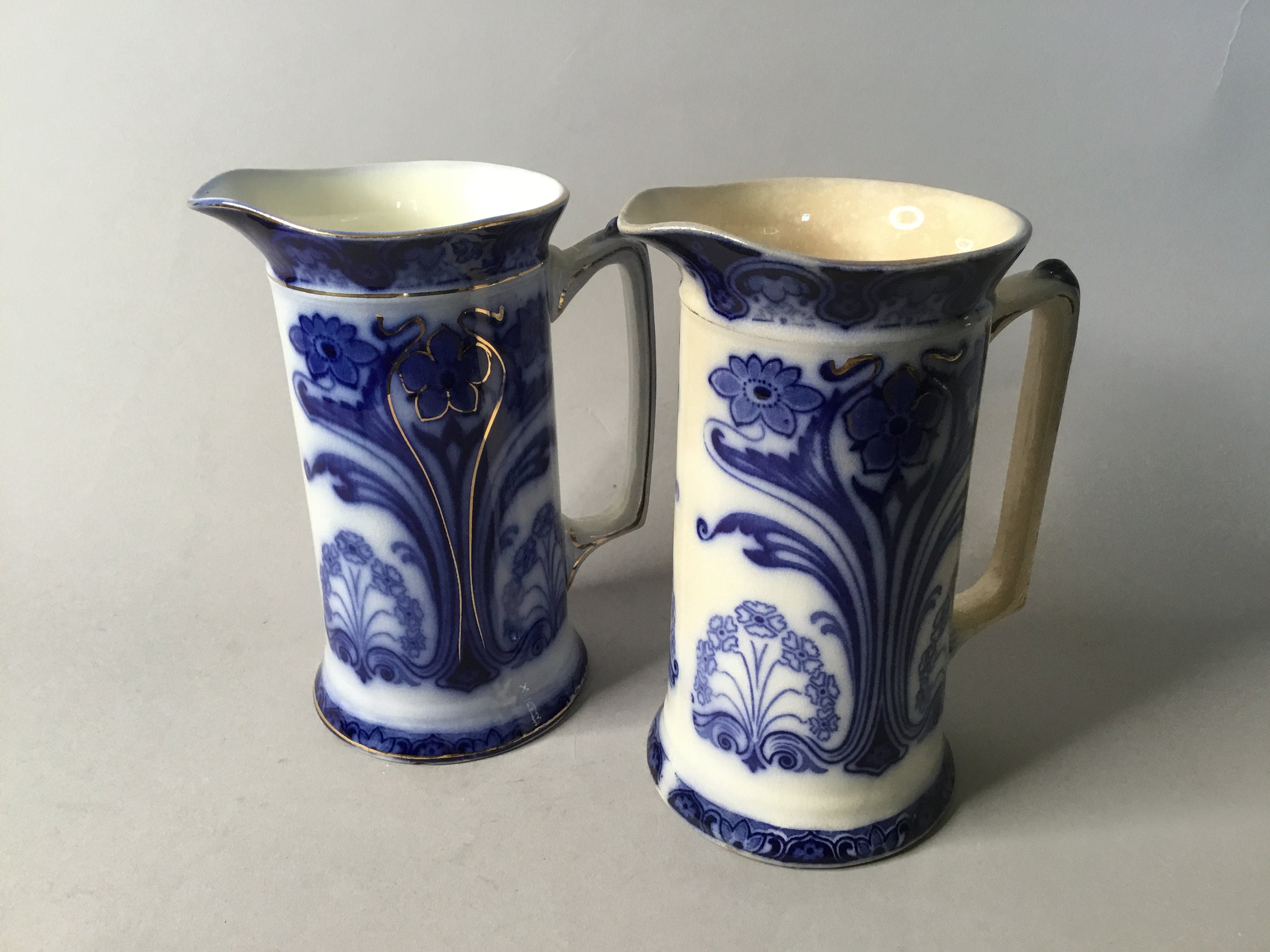 Antique Flow Blue Pitchers - Etsy