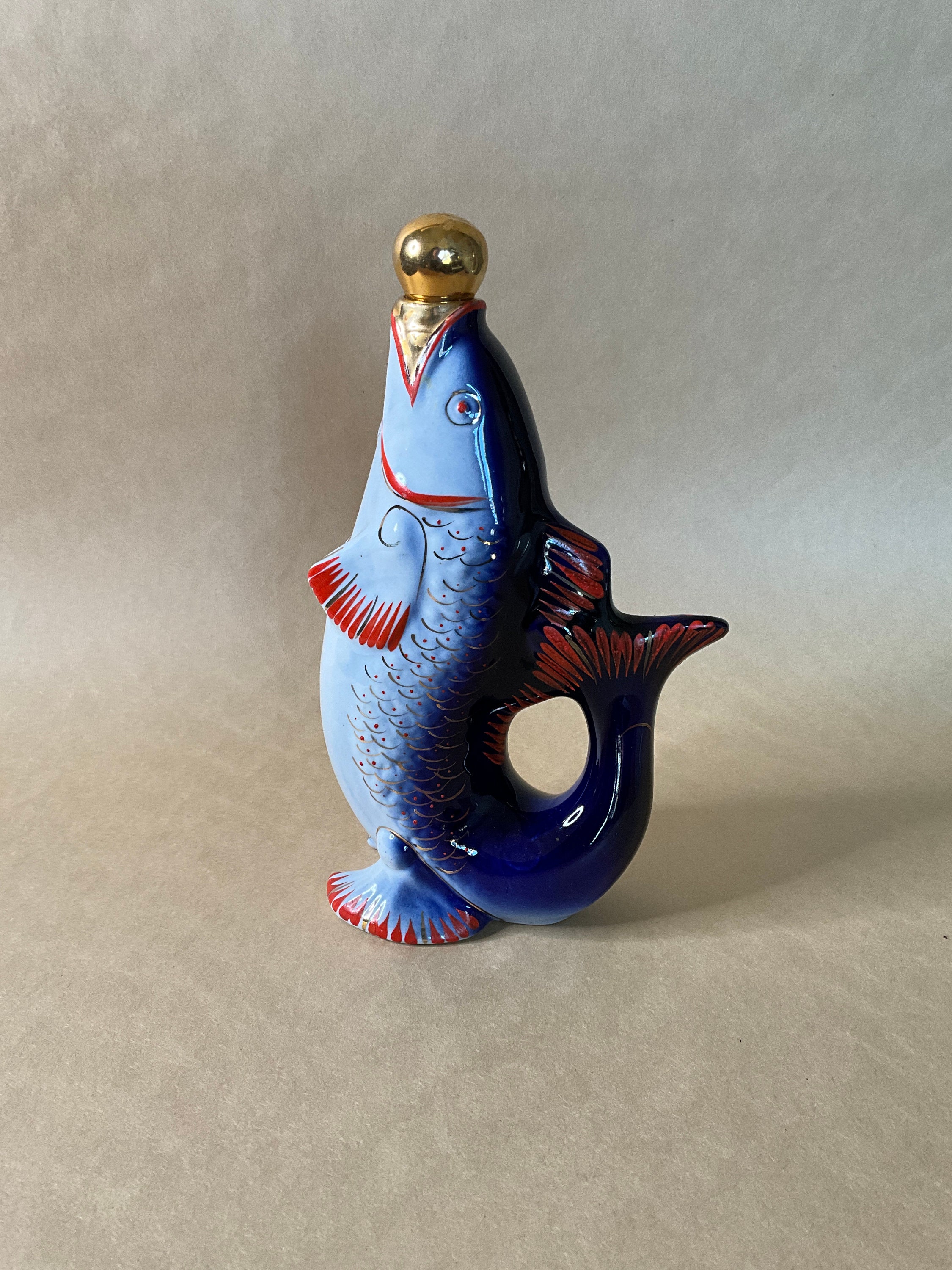 Vintage Porcelain Decanter Fish Shape - Etsy