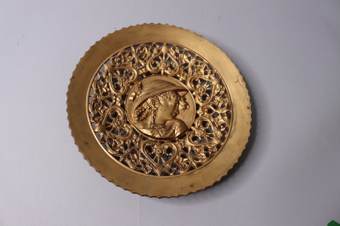 Antique Gilded Cast Iron Decorative Plate - Etsy