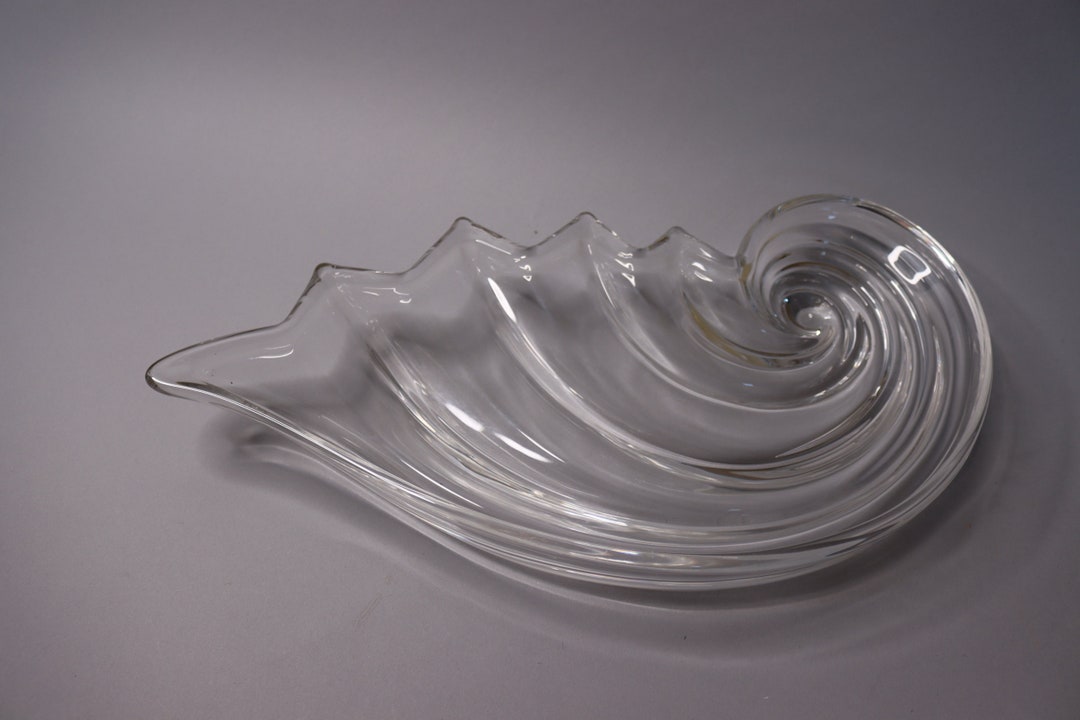 Vintage Large Glass Shell Plate - Etsy