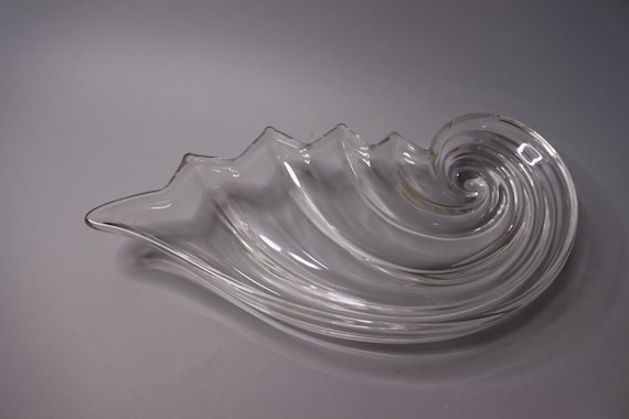 Vintage Large Glass Shell Plate - Etsy