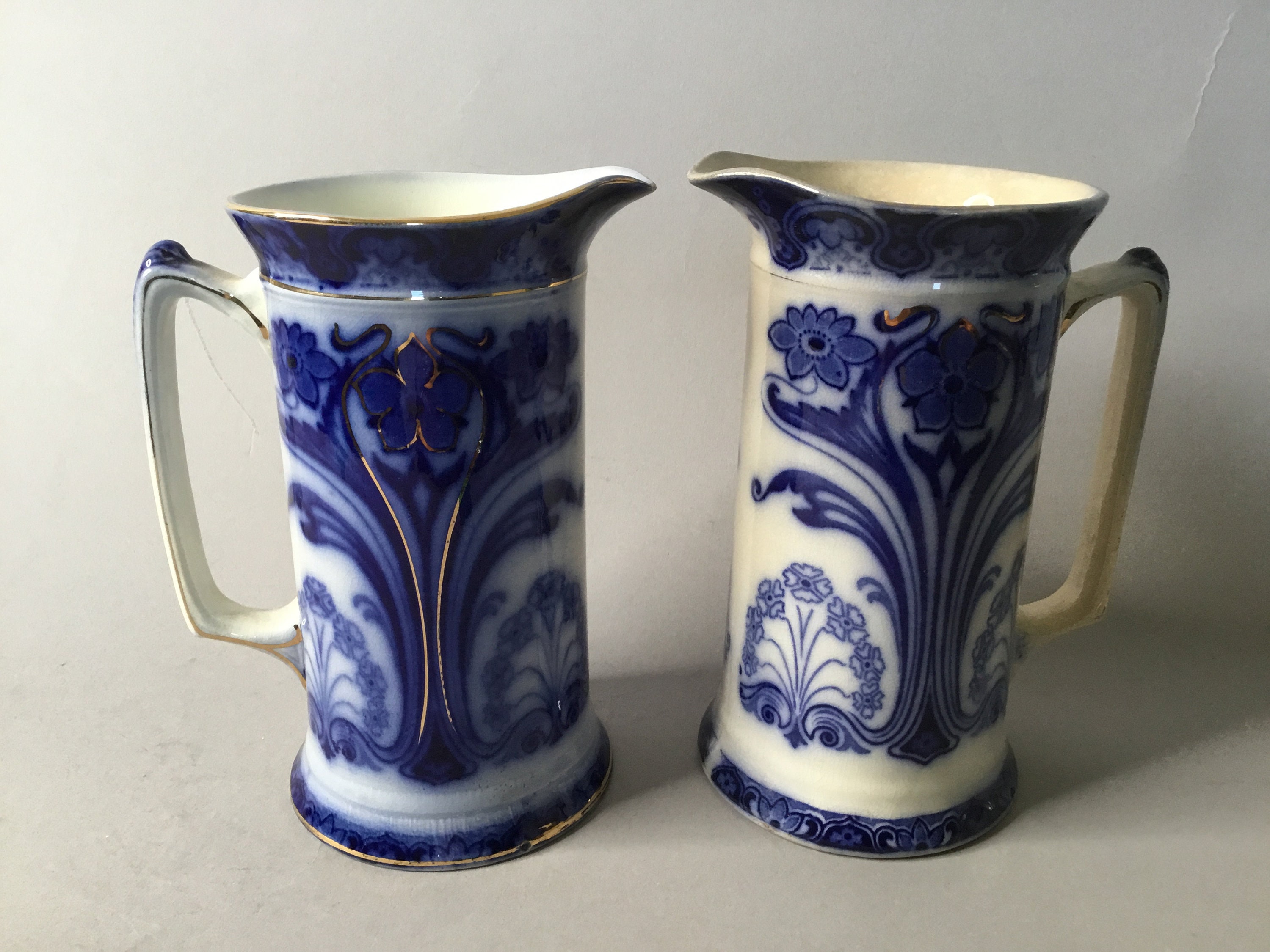 Antique Flow Blue Pitchers - Etsy