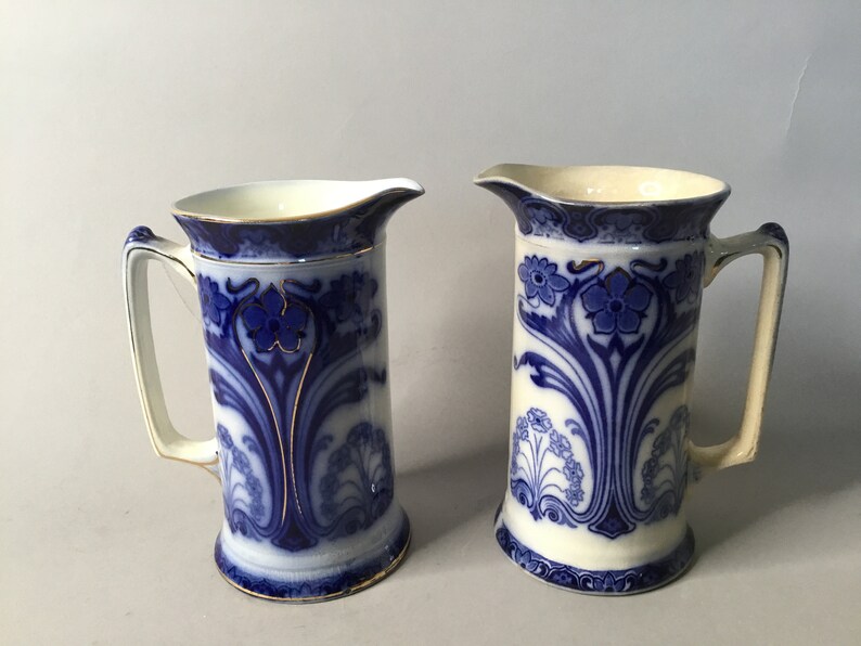 Antique Flow Blue Pitchers - Etsy