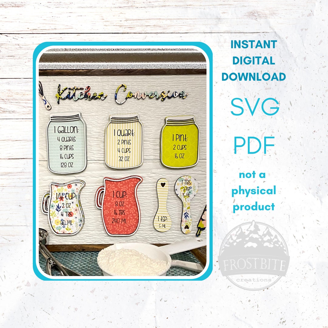 Kitchen Conversion Chart SVG, Farmhouse Kitchen Decor, Baking Decor ...