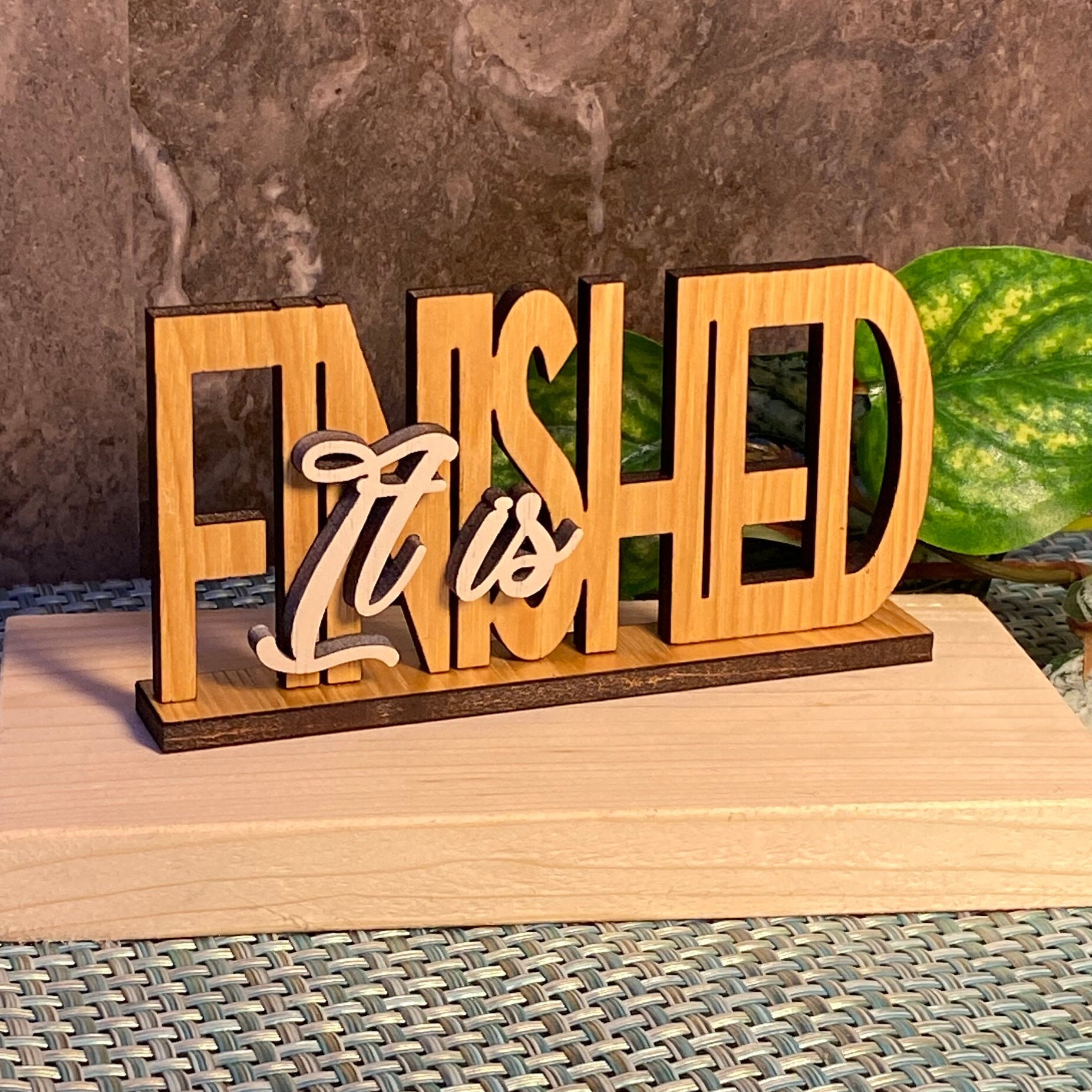 Easter Freestanding It is Finished Sign, Tiered Tray Easter Decor ...