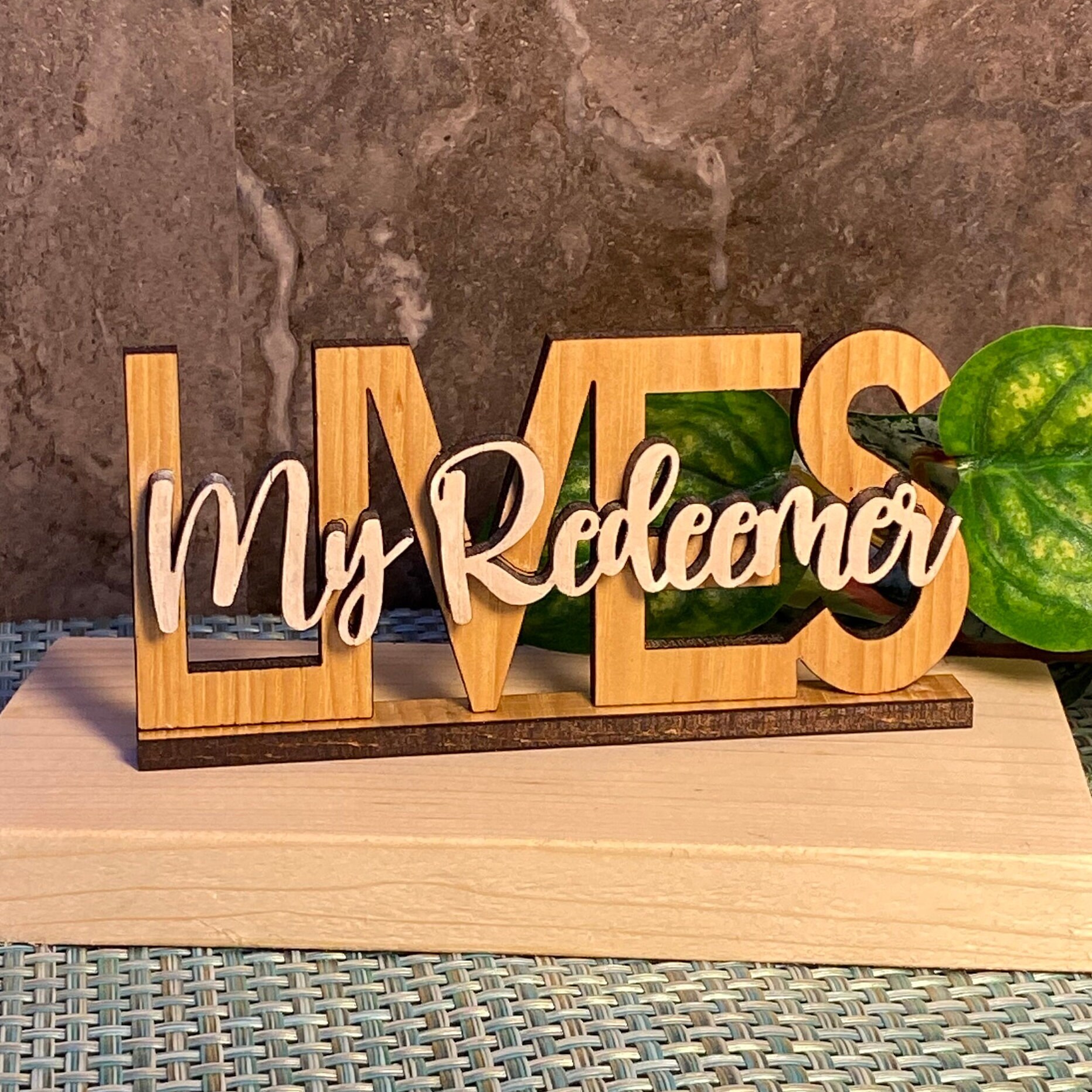 Easter Freestanding My Redeemer Lives Sign, Tiered Tray Easter Decor ...