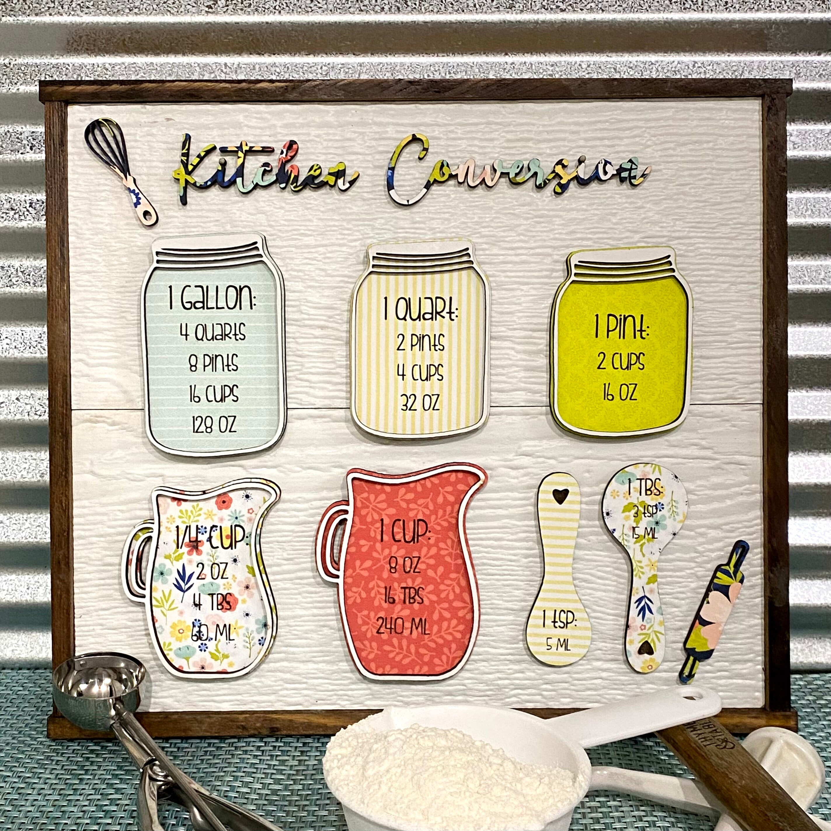Kitchen Conversion Chart SVG, Farmhouse Kitchen Decor, Baking Decor ...