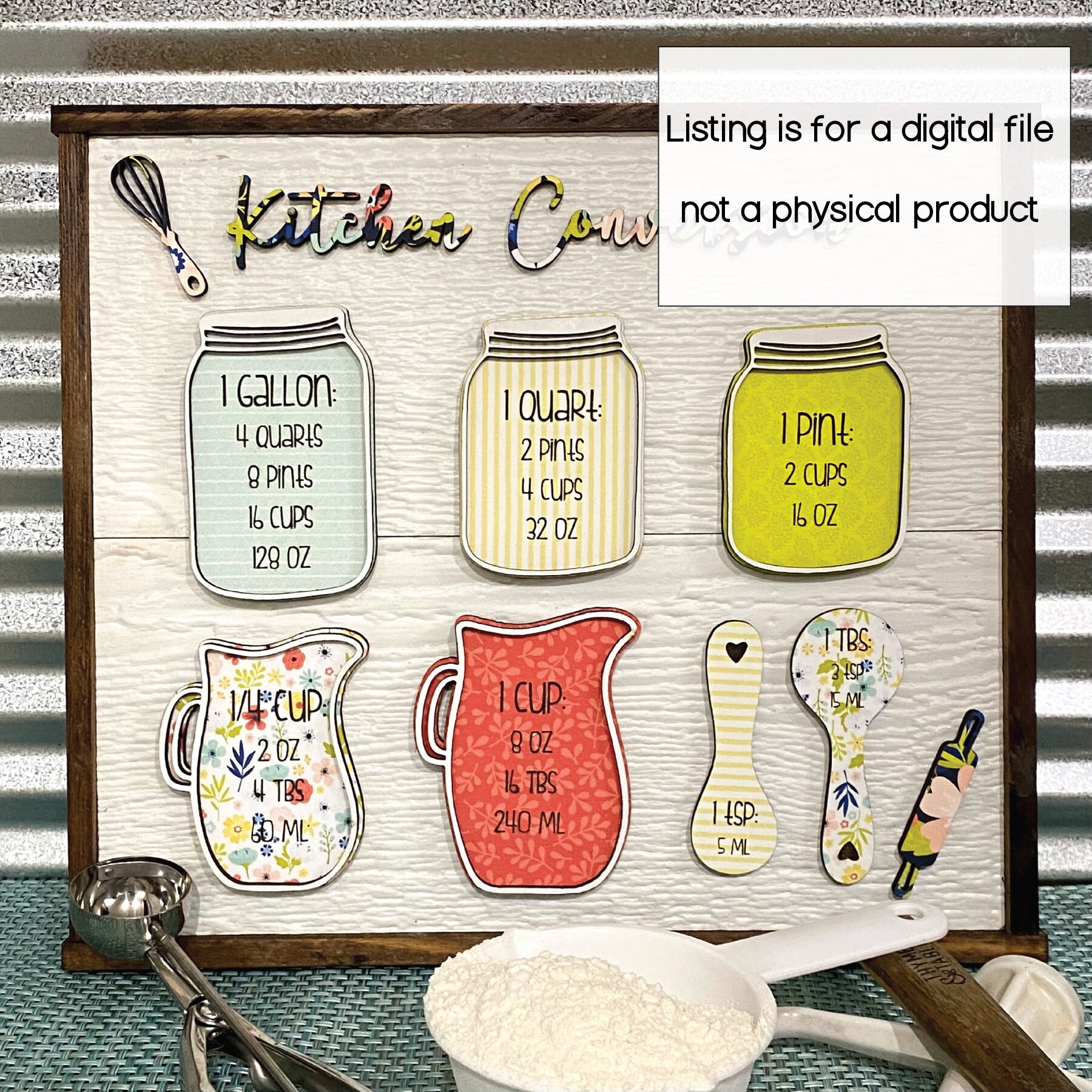 Kitchen Conversion Chart SVG, Farmhouse Kitchen Decor, Baking Decor ...