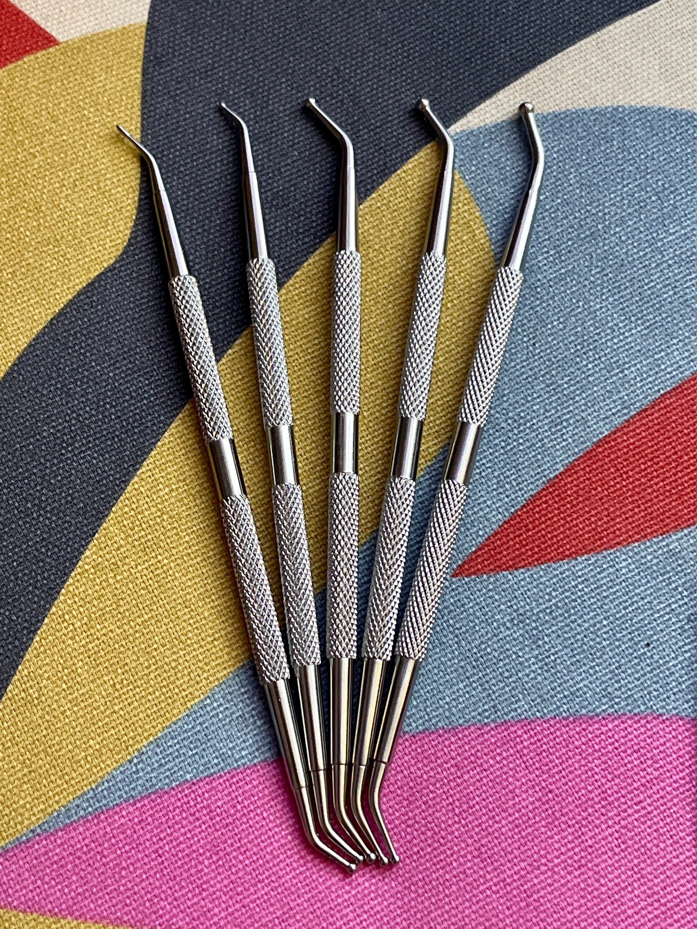 Set of 5 Stainless Steel Dotting Tools | Angled or Straight | Manicure ...