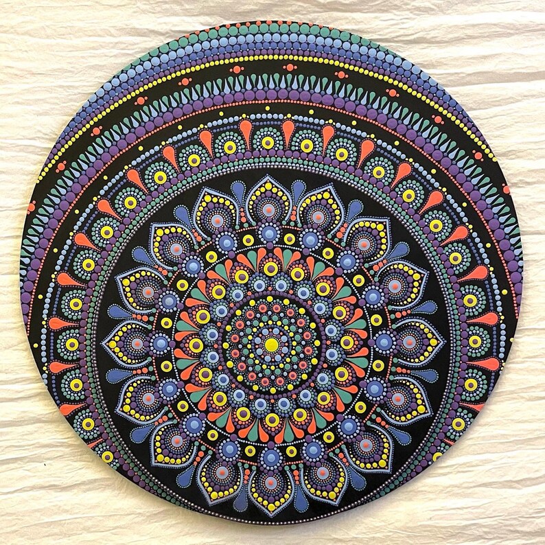 Hand-painted Dot Mandala | 10” Wooden Circle | Mandala | Mandala Art ...