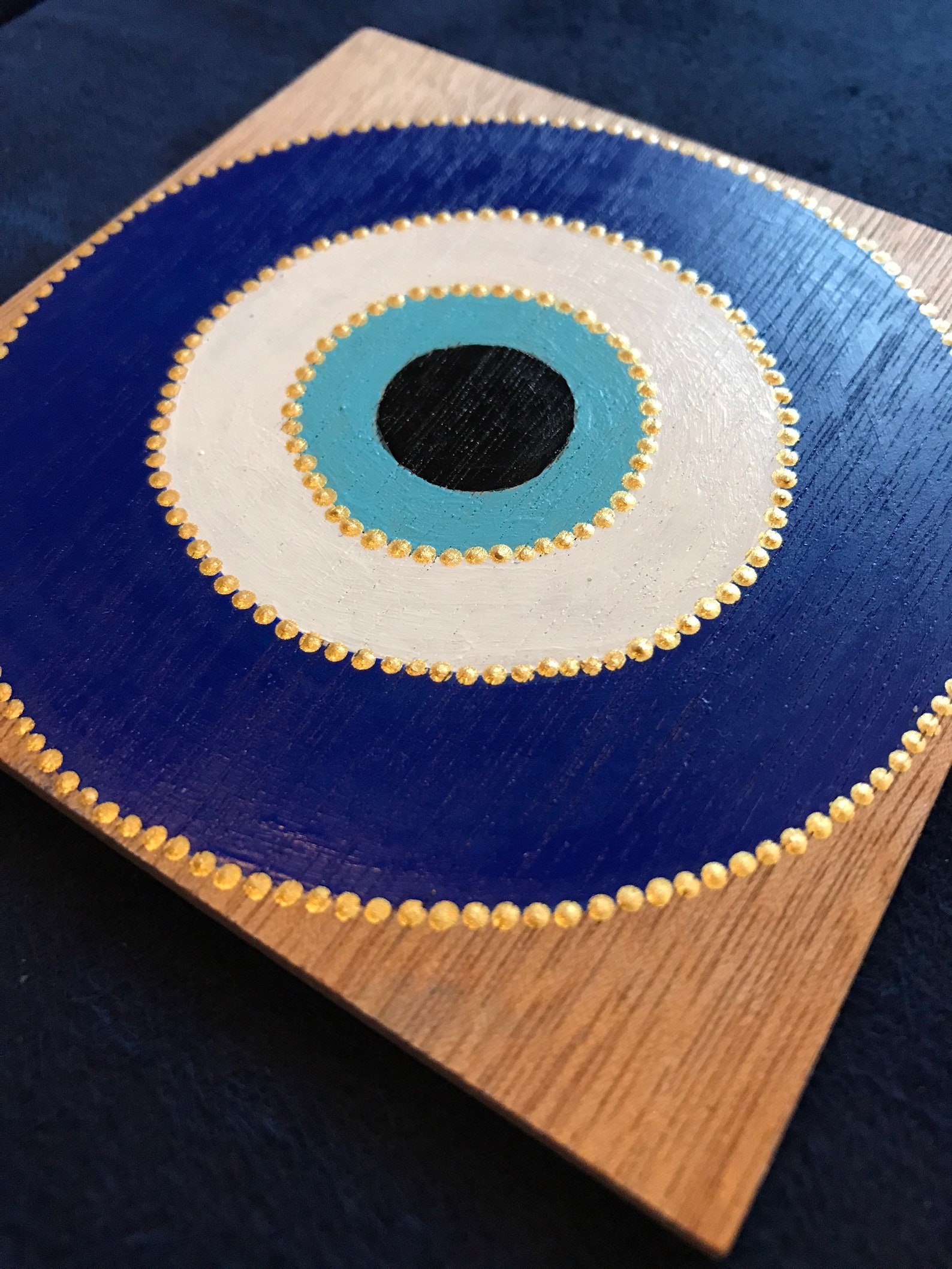 Hand-painted Evil Eye Painting | 4” Wooden Panel | Dot Art | Dot ...