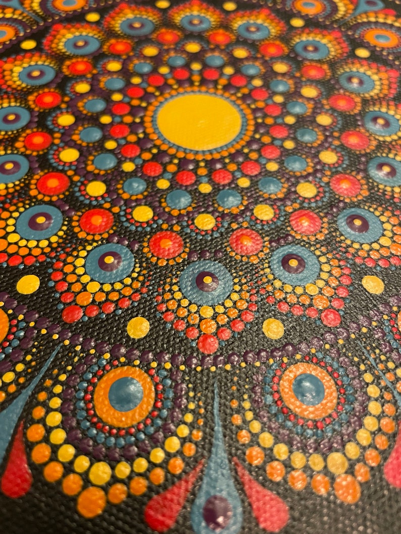Hand-painted Dot Mandala | 8” Round Canvas | Mandala | Mandala Art ...