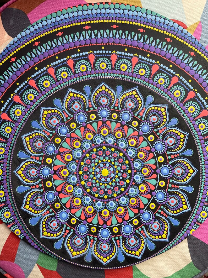 Hand-painted Dot Mandala | 10” Wooden Circle | Mandala | Mandala Art ...
