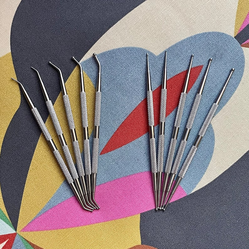 Set of 5 Stainless Steel Dotting Tools | Angled or Straight | Manicure ...