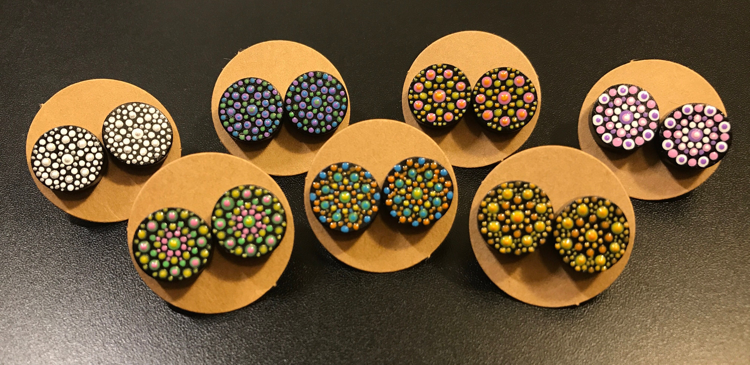 Hand-painted Mini Dot Mandala Stud Earrings Mandala - Etsy