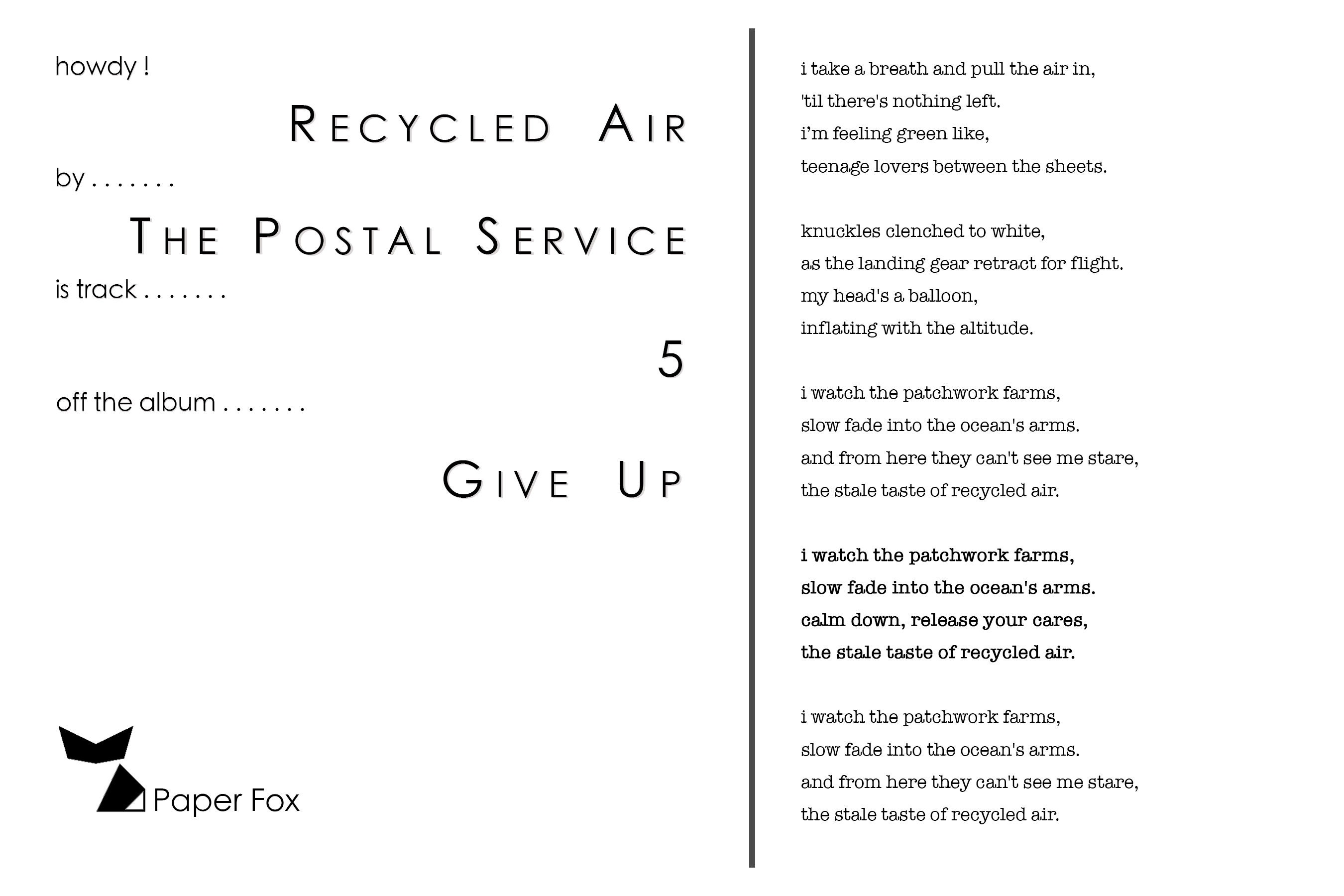 Recycled Air by the Postal Service - Etsy