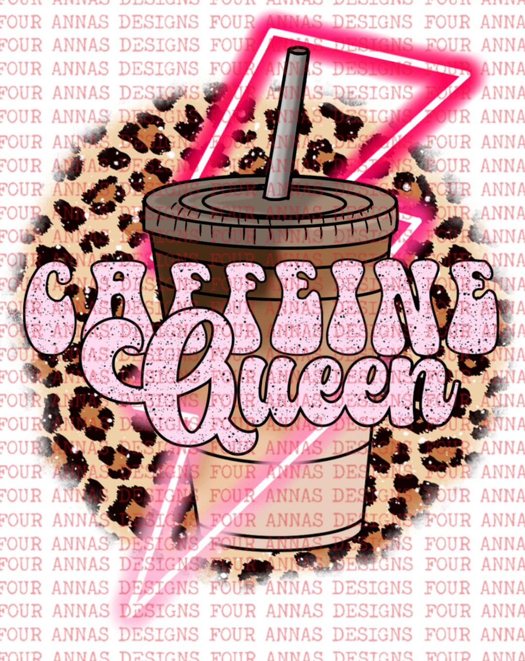 Caffeine Queen, Leopard, Neon, Rock and Roll, Iced Coffee, Retro ...