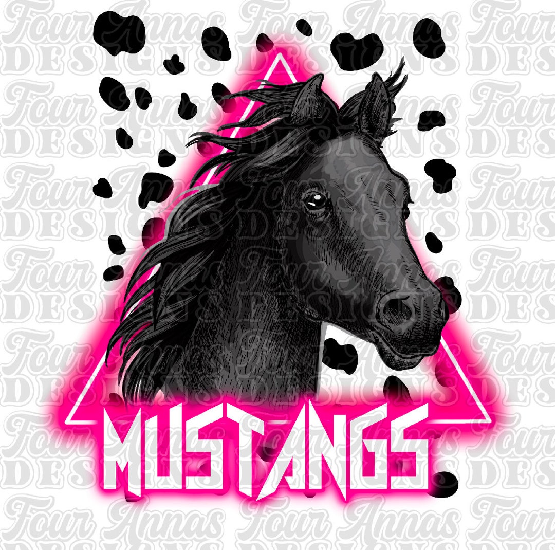 Mustangs, Mustang, Horse, School, PNG, Team, Mascot, Retro, Boho, Neon ...