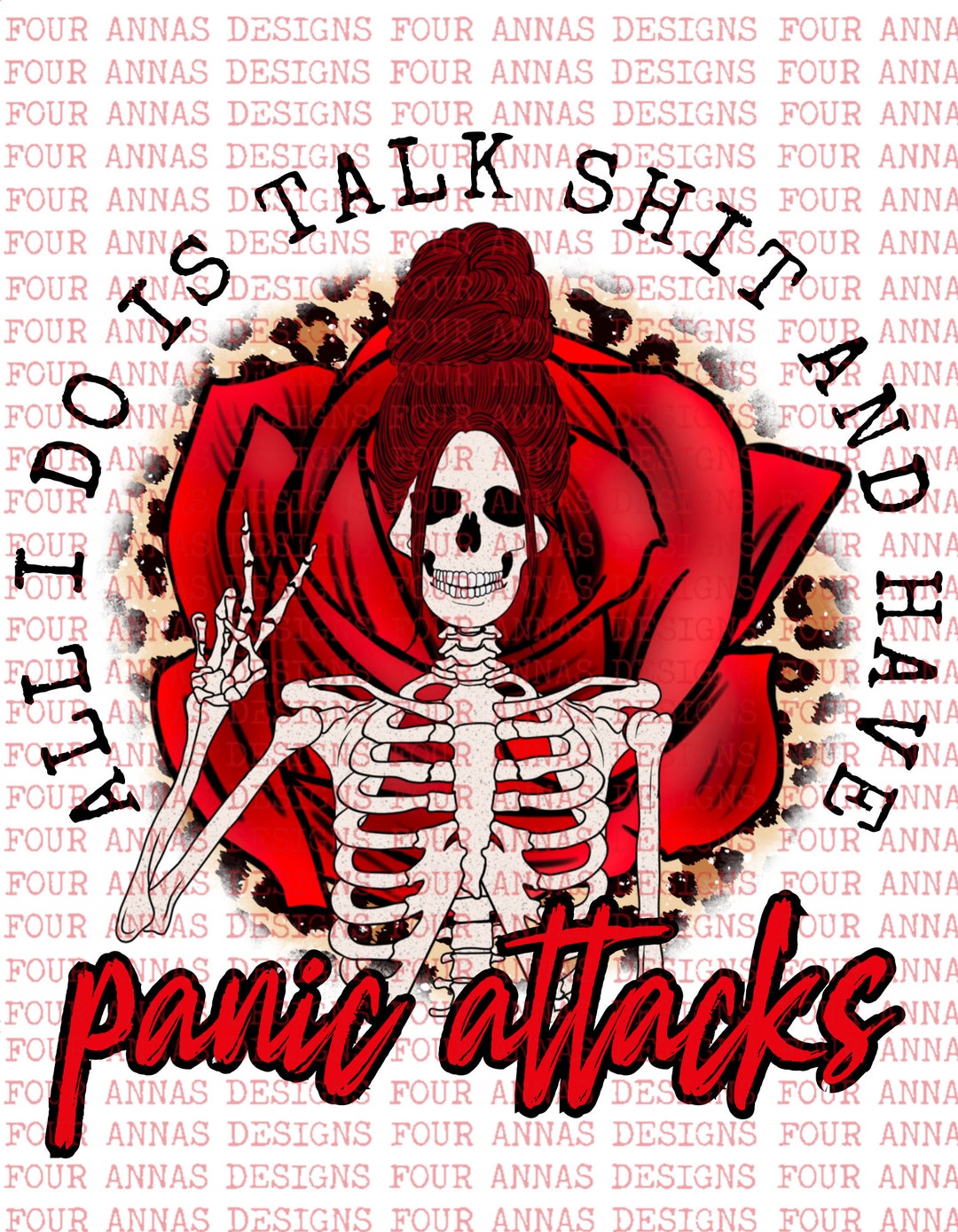 Talk Shit, Panic Attacks, Swear, Curse, Red, Skull, Rose, Gothic, Retro ...