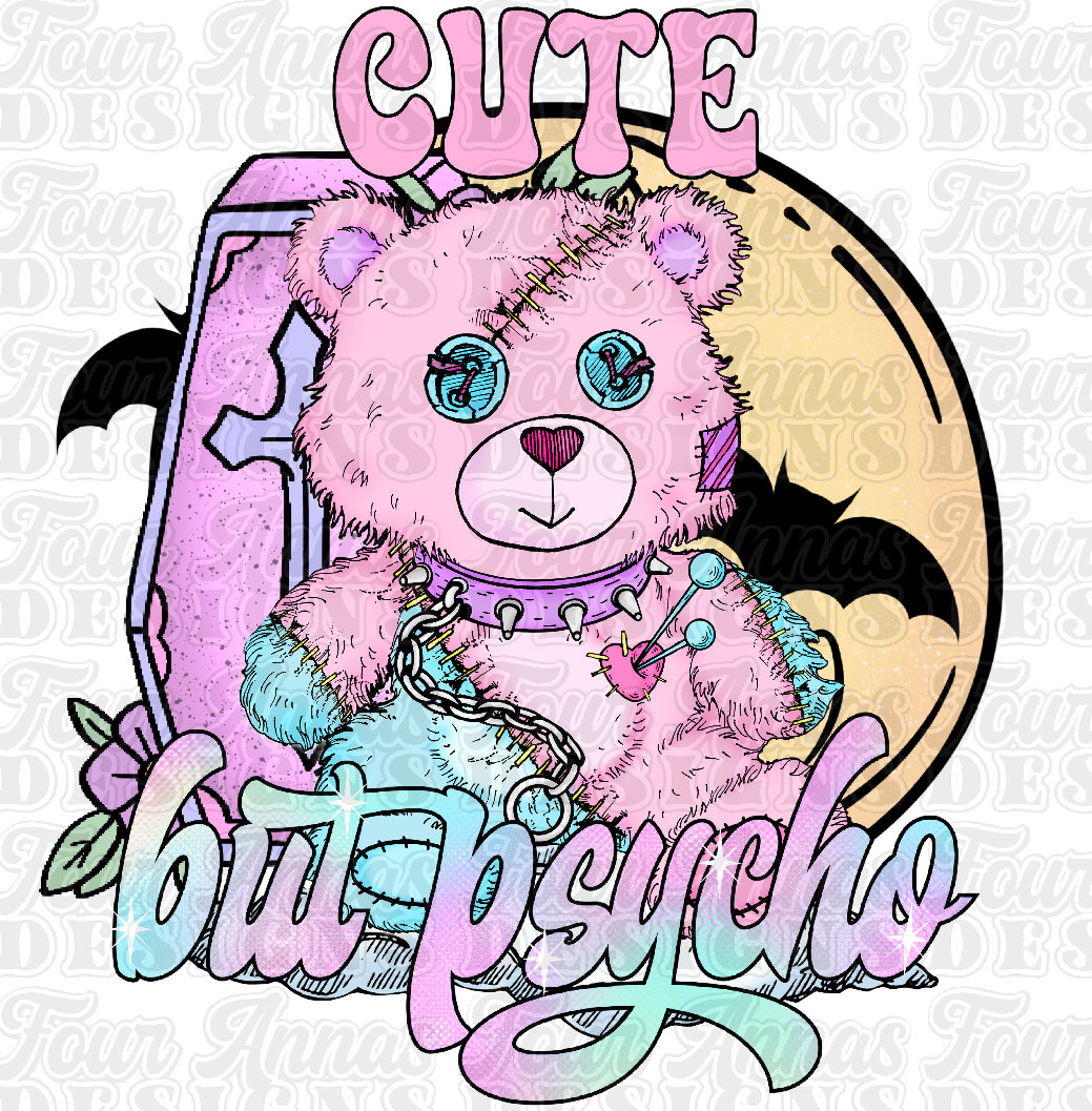 Cute but Psycho, Floral, Gothic, Retro, Boho , Sublimation Designs ...