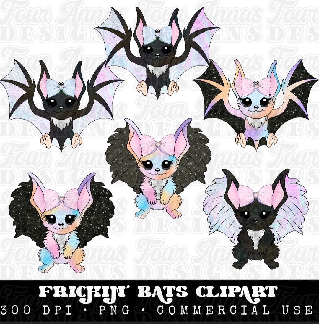 Frickin Bats, Bat, Batty, Pastel, Rainbow, Halloween, Digital Elements ...