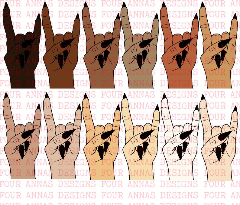 Rock and Roll Hands Digital Elements Clipart PNG Nails - Etsy