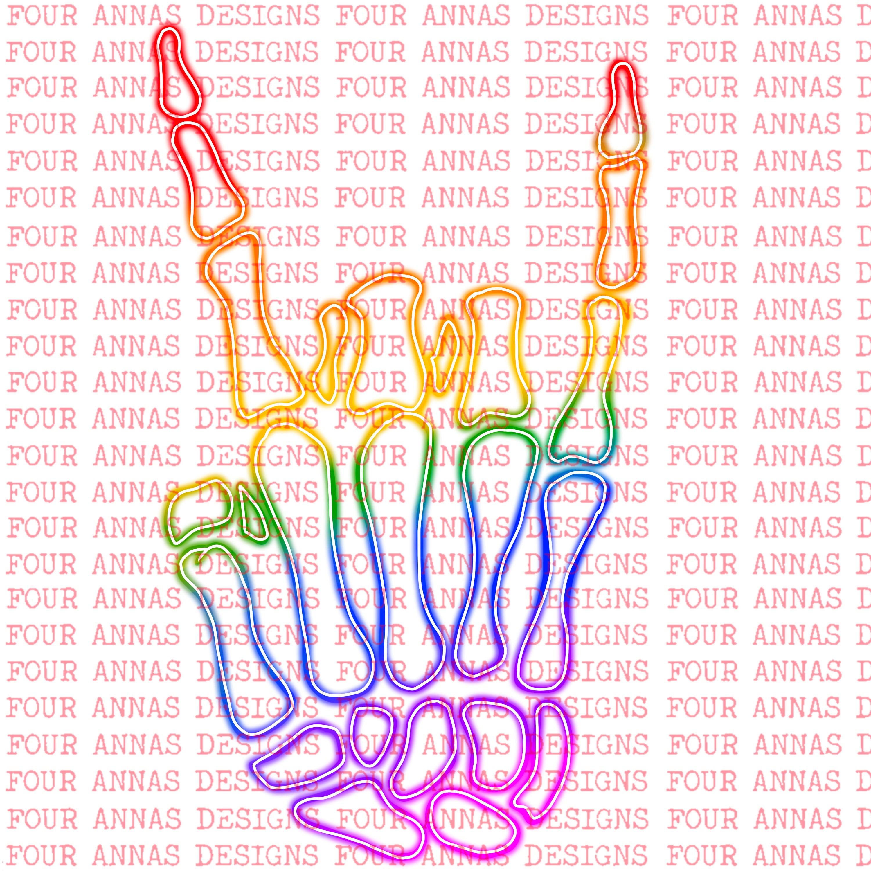 Neon Skeleton Elements Rock and Roll Skeleton Hand Digital - Etsy