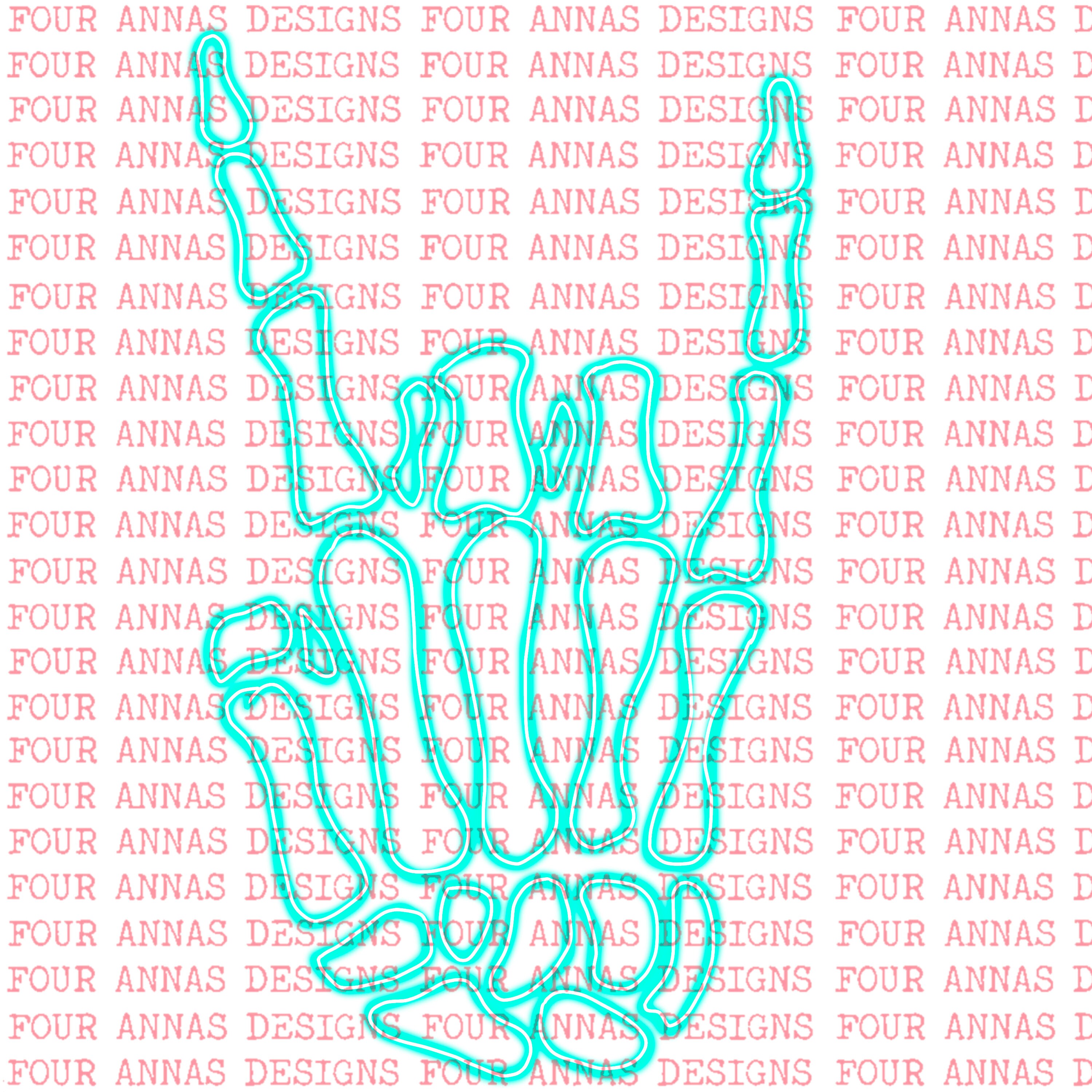 Neon Skeleton Elements Rock and Roll Skeleton Hand Digital - Etsy