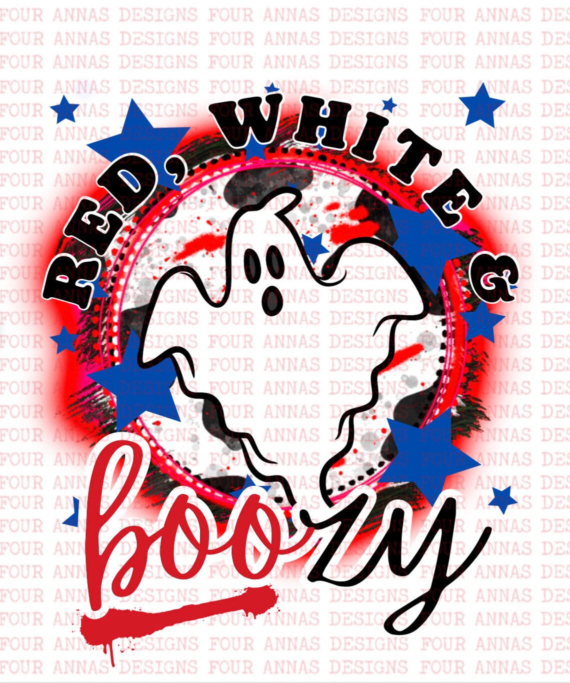 Red White and Boozy Ghost Spooky Vintage Boho Sublimation - Etsy