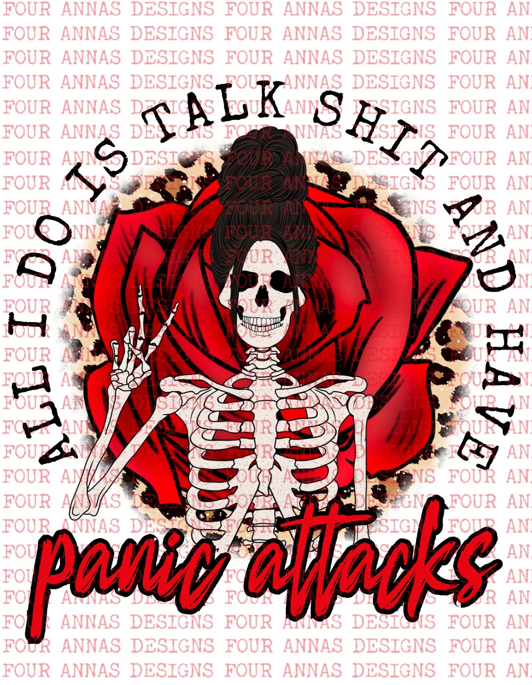 Talk Shit, Panic Attacks, Swear, Curse, Skull, Rose, Gothic, Retro ...
