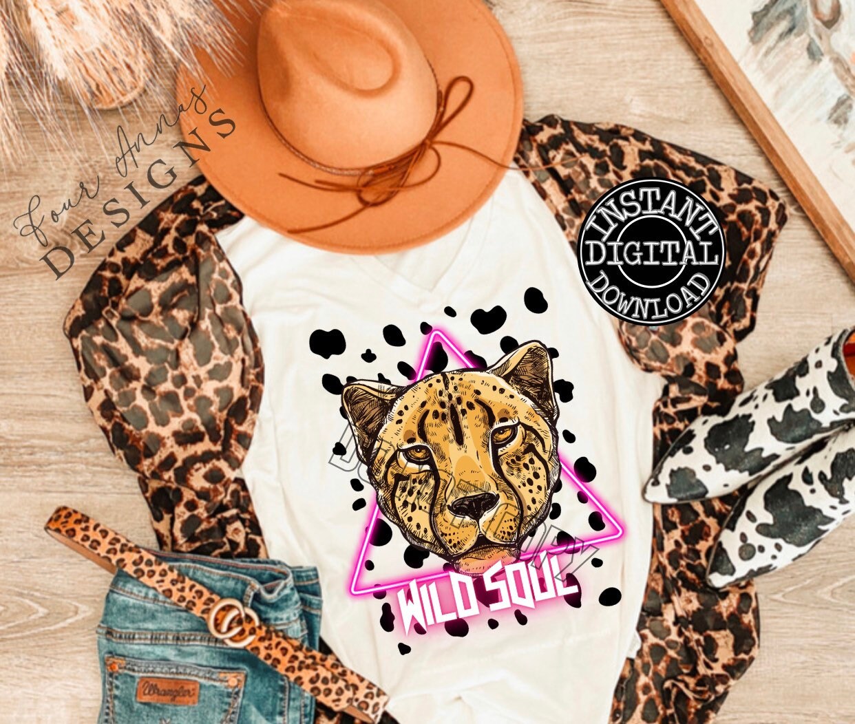 Wild Soul Cheetah Leopard Retro Boho Neon Hippie | Etsy