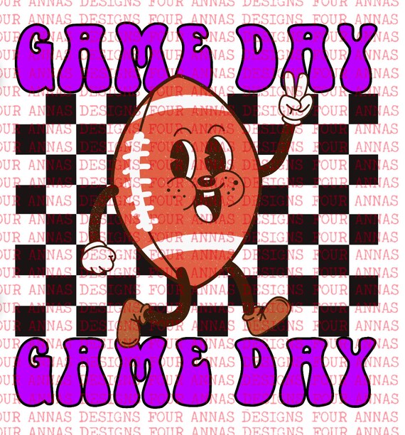 Game Day Football Purple Sports PNG Checkered - Etsy