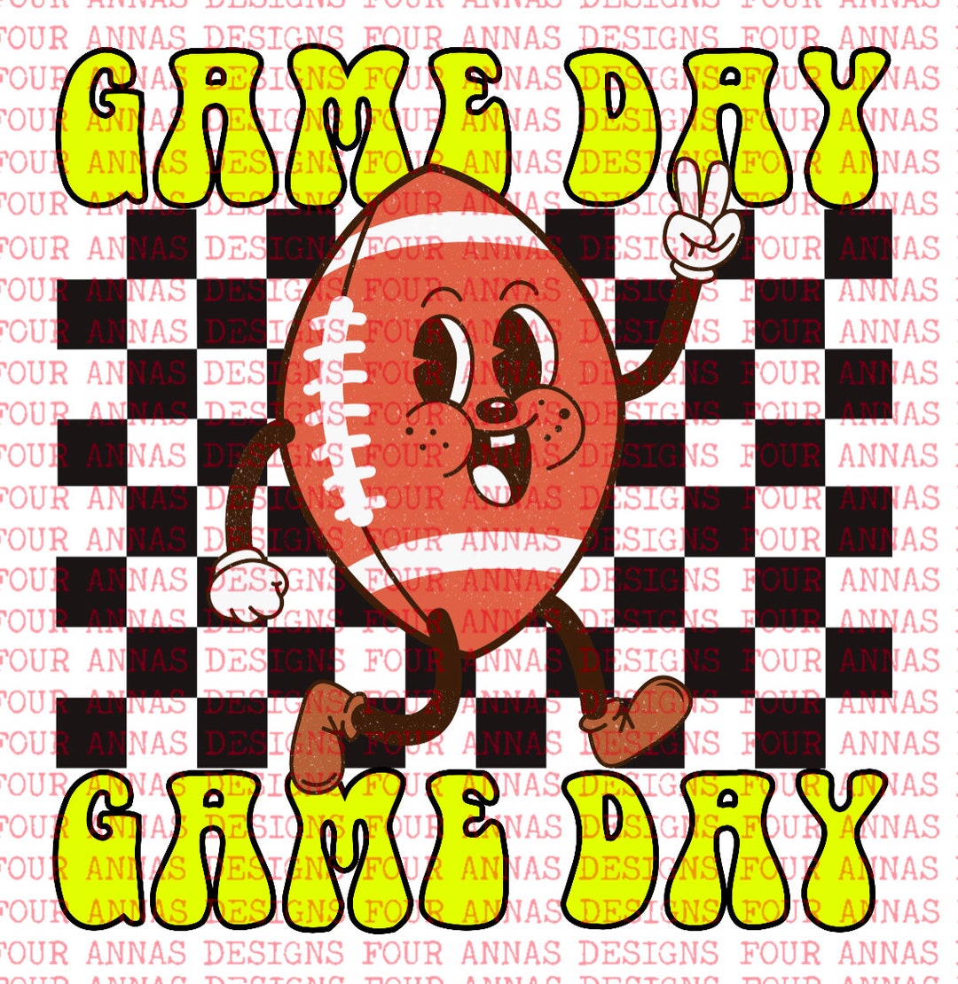 Game Day, Football, Yellow, Sports, PNG, Checkered, Sublimation Design ...