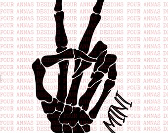 Spooky Mama Skeleton Hand Peace Mommy and Me Rock and | Etsy