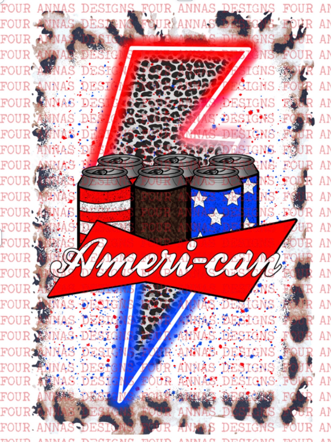 American, Beer Can, Leopard, Beer, 1776, Vintage, Boho, Sublimation ...
