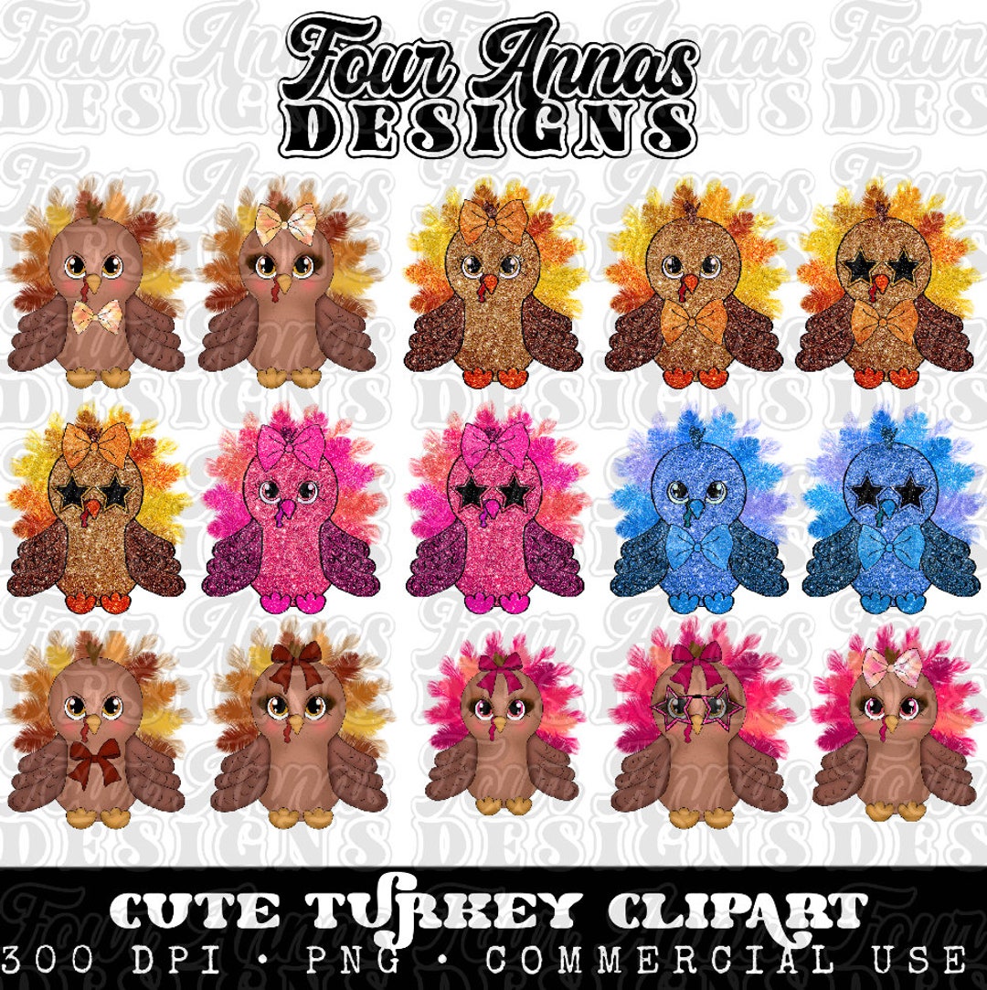 Thanksgiving, Elements, Clipart, PNG, Groovy, Turkey, Glitter, Retro ...