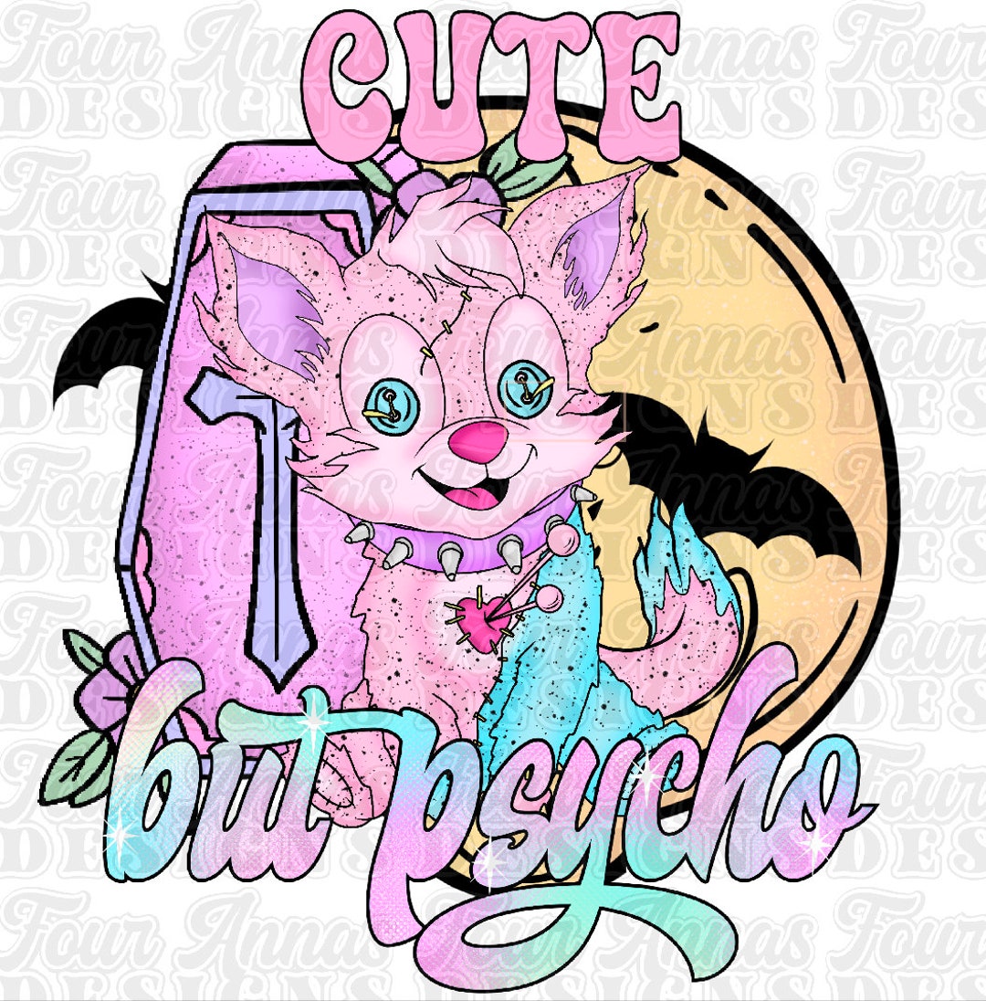Cute but Psycho, Wolf, Gothic, Moon, Retro, Boho , Sublimation Designs ...