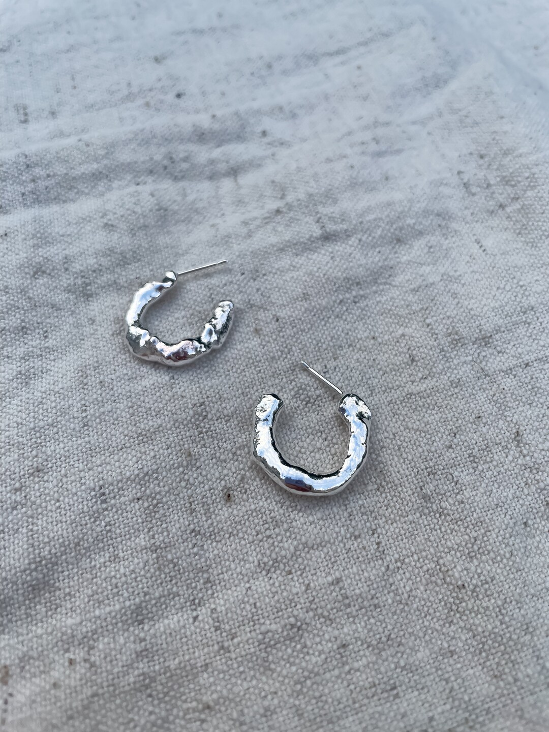 Molten Earth Hoop Earrings Sterling Silver Handmade - Etsy Australia