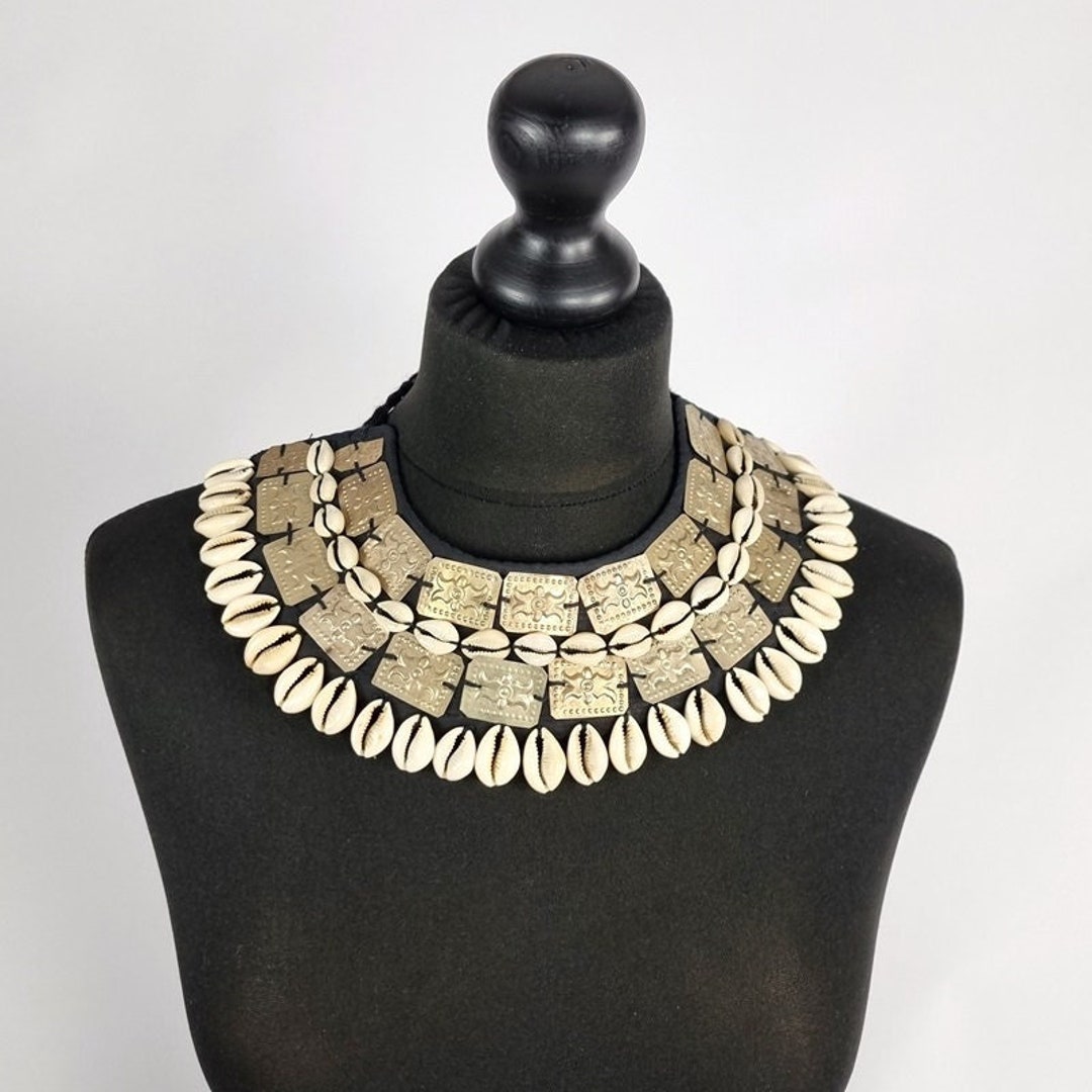 Turkmenistan Tribal Kauri Shell Collar Necklace, Gender Neutral Cauri ...