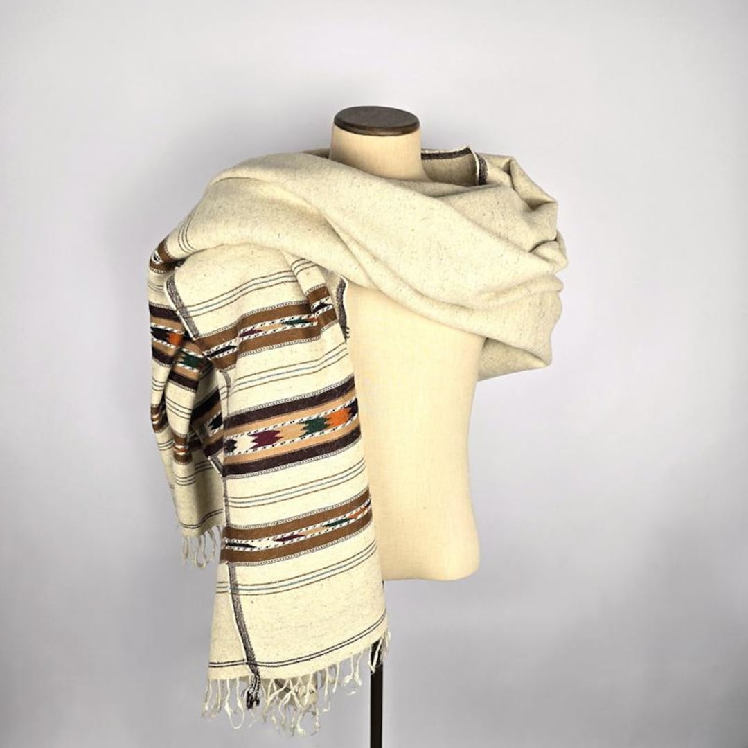 Handmade Afghan Wool Patu Shawl: Triple Stripe Body Wrap Blanket - Etsy
